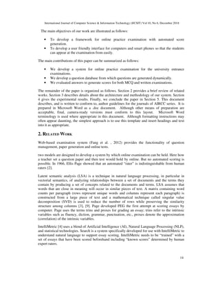 DEVELOPING A FRAMEWORK FOR ONLINE PRACTICE EXAMINATION AND AUTOMATED SCORE GENERATION | PDF