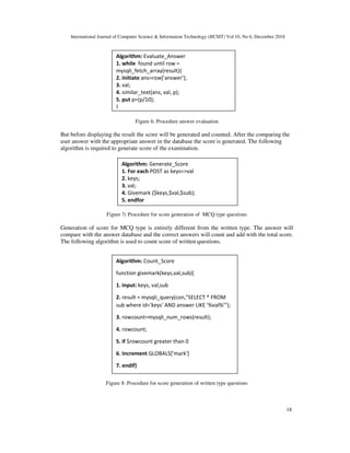DEVELOPING A FRAMEWORK FOR ONLINE PRACTICE EXAMINATION AND AUTOMATED SCORE GENERATION | PDF