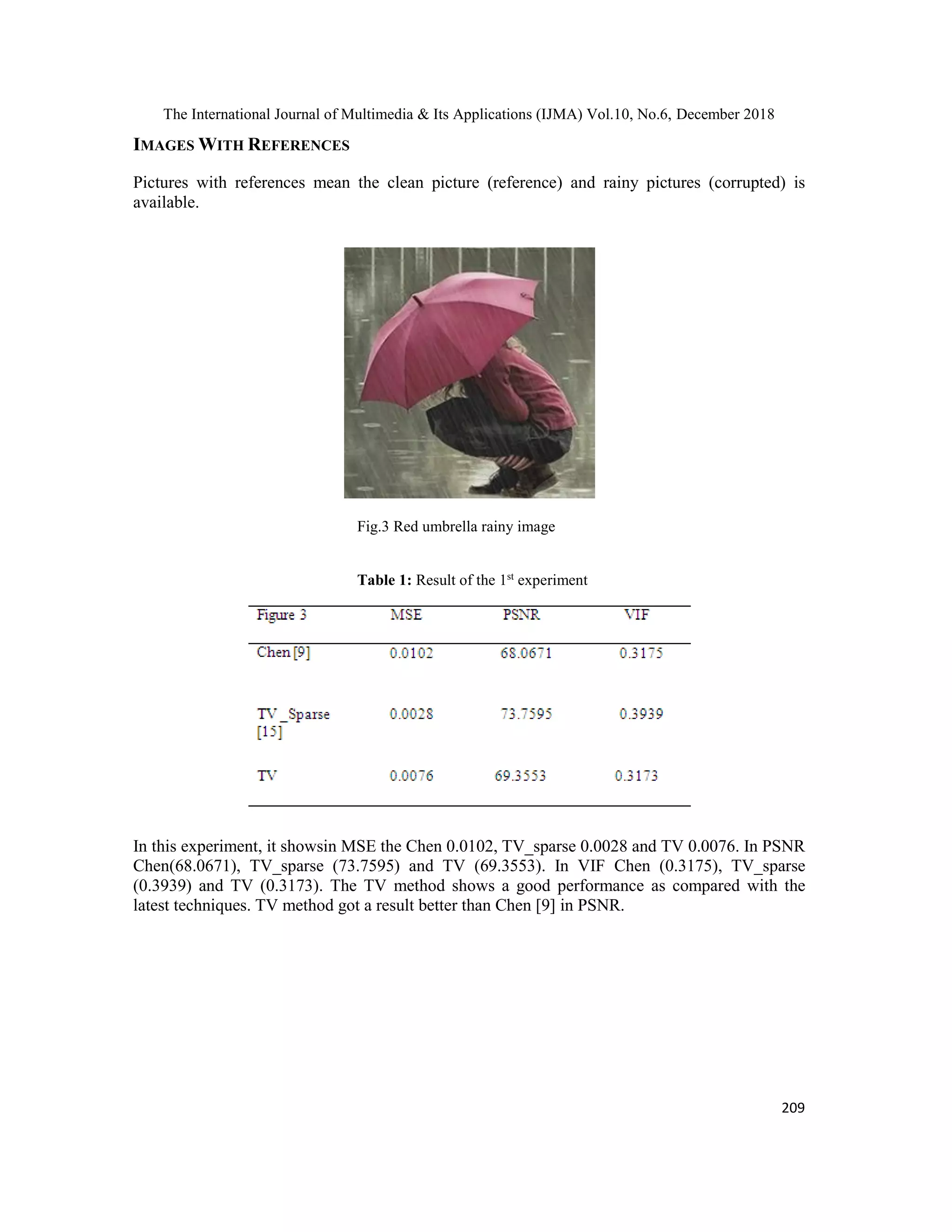 REMOVING RAIN STREAKS FROM SINGLE IMAGES USING TOTAL VARIATION | PDF