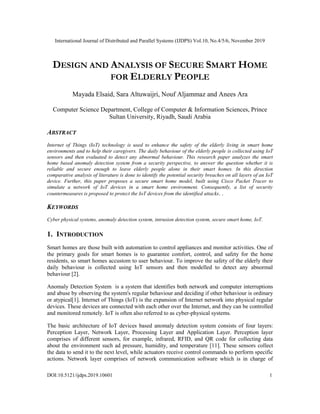 DESIGN AND ANALYSIS OF SECURE SMART HOME FOR ELDERLY PEOPLE | PDF