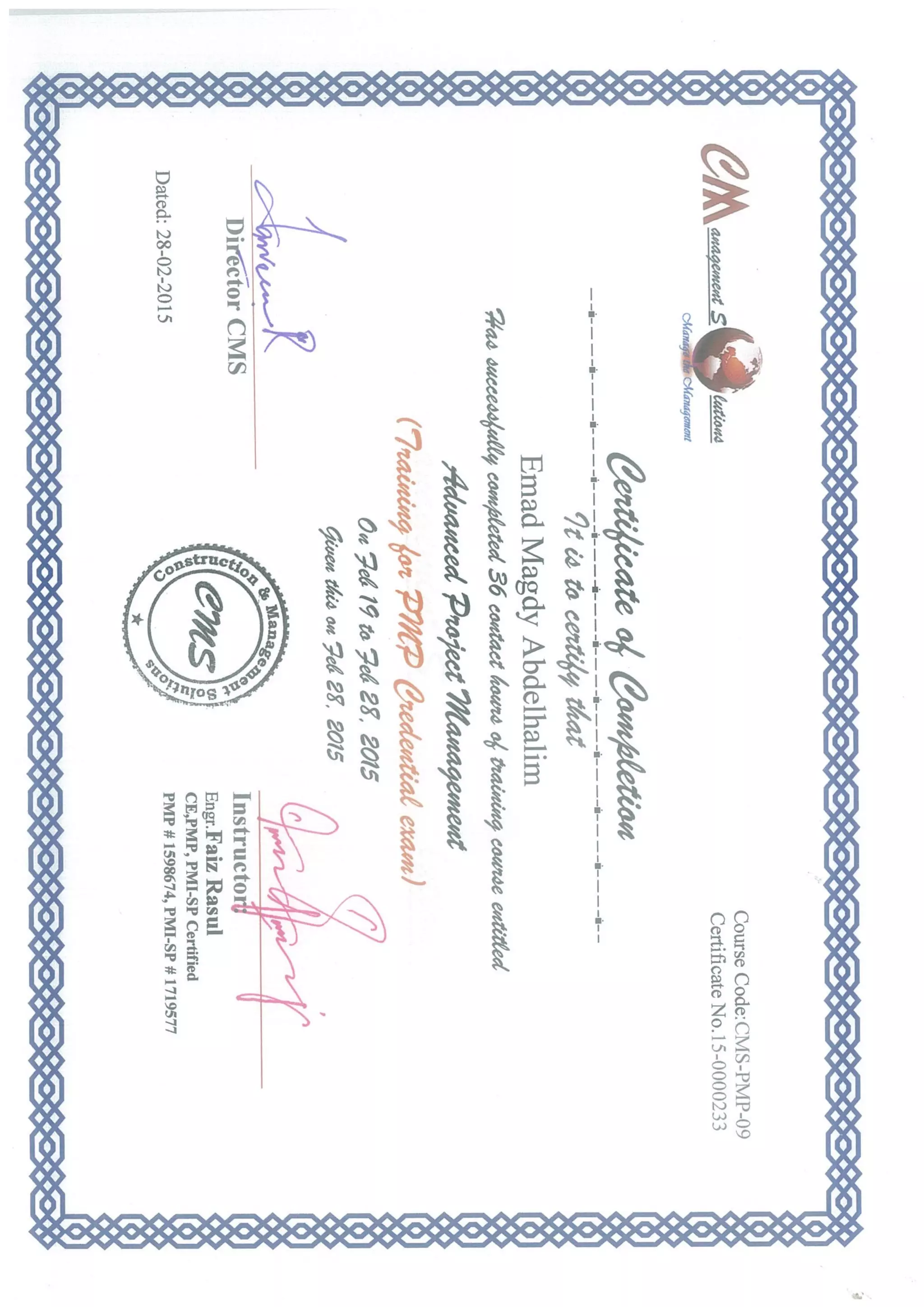 PMP Certificate | PDF