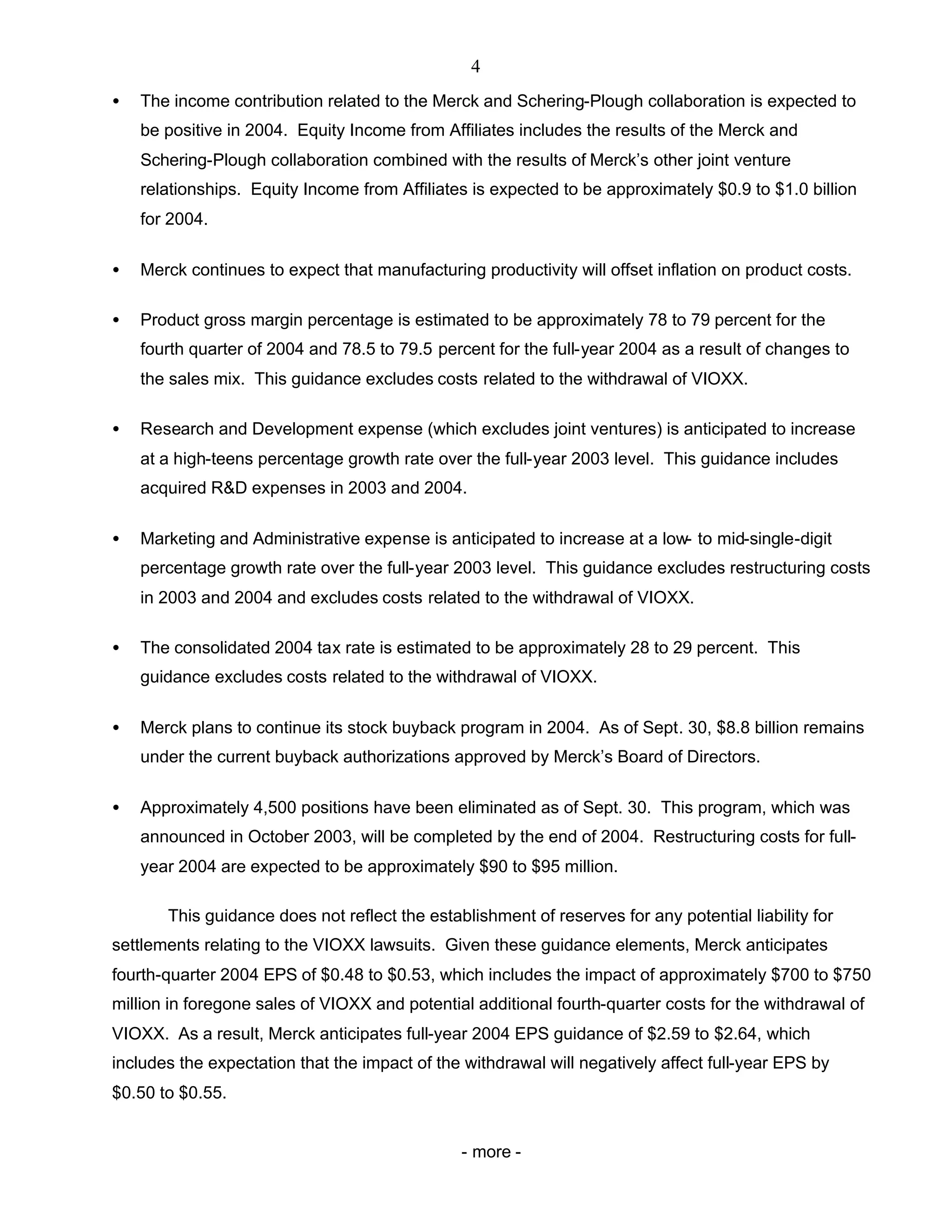 merck 2005 Guidance Release | PDF