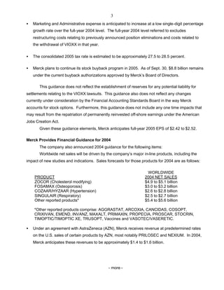 merck 2005 Guidance Release | PDF