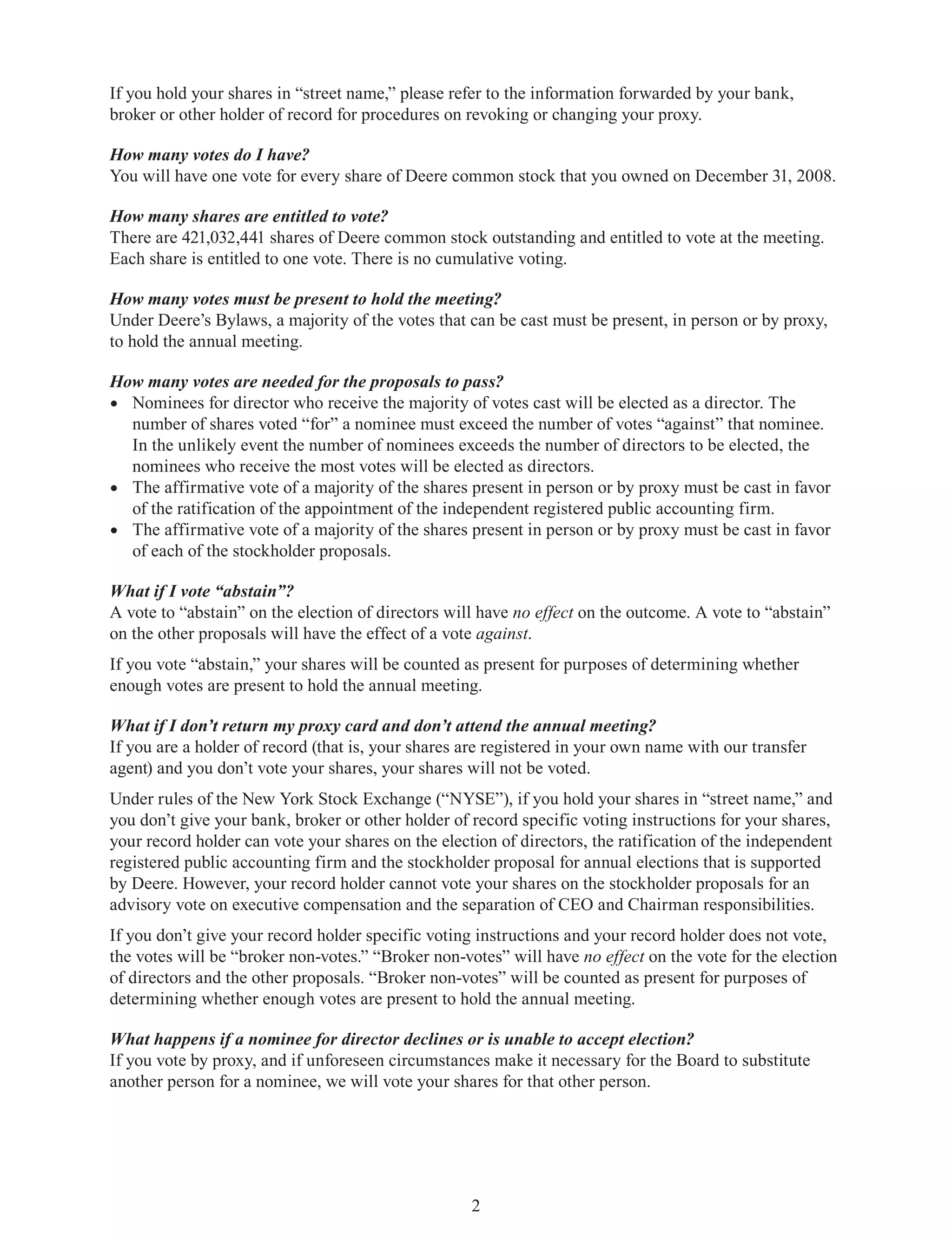 John Deere 2009 Proxy Statement | PDF