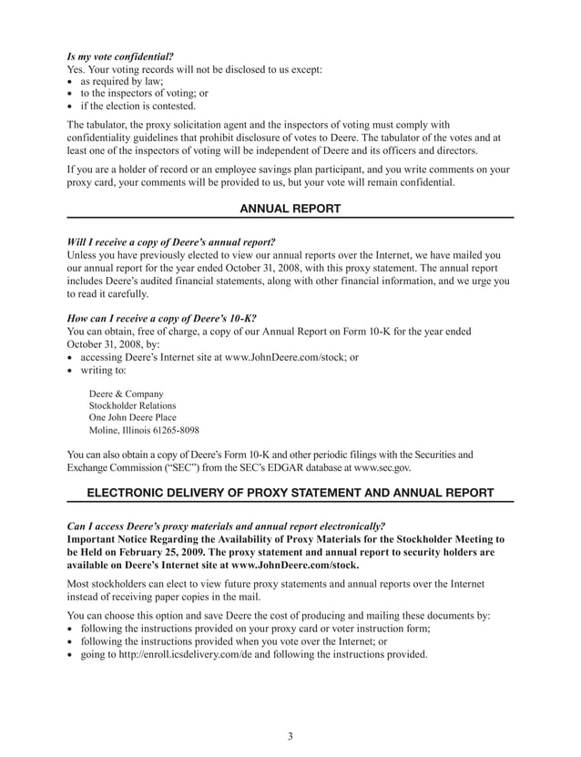 John Deere 2009 Proxy Statement | PDF