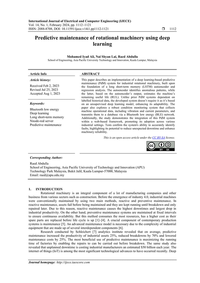 Predictive maintenance of rotational machinery using deep learning | PDF | Mechanical and ...