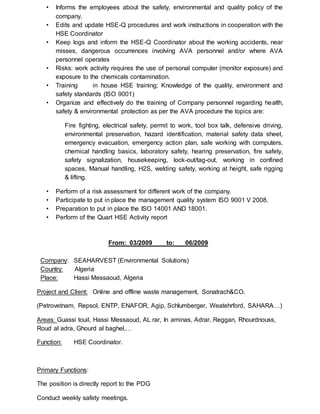 HSE Manager CV Abdeslem Dahmani Rev12 2016 | DOCX