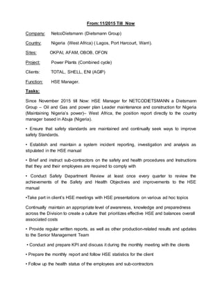 HSE Manager CV Abdeslem Dahmani Rev12 2016 | DOCX