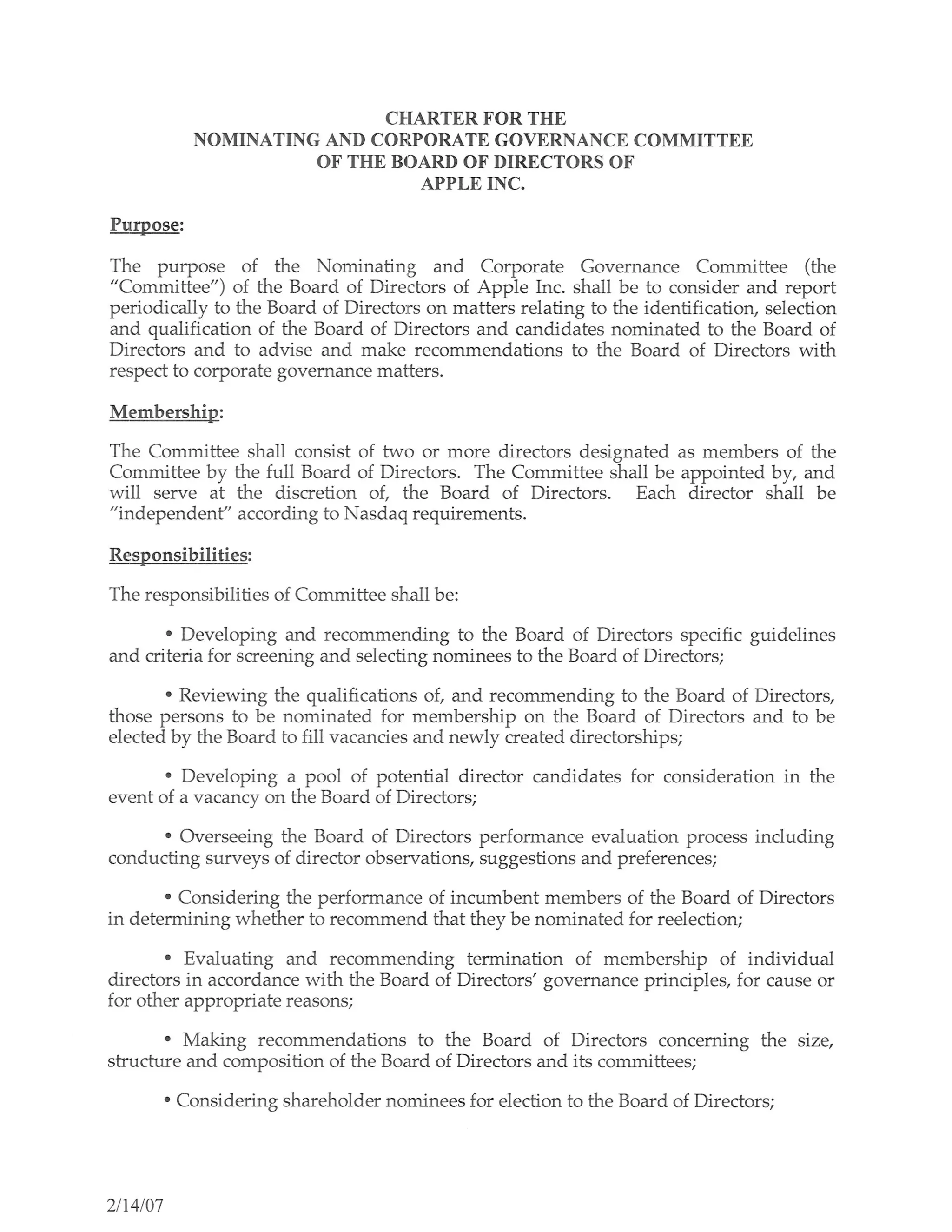 apple Nominating Committee | PDF