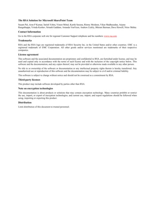 RSA SecurBook for Microsoft SharePoint | PDF