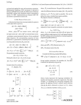 Design and Implementation of Proportional Integral Observer based Linear Model Predictive ...