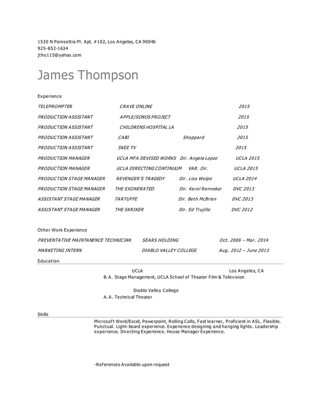 James Thompson Professional Resume | DOCX