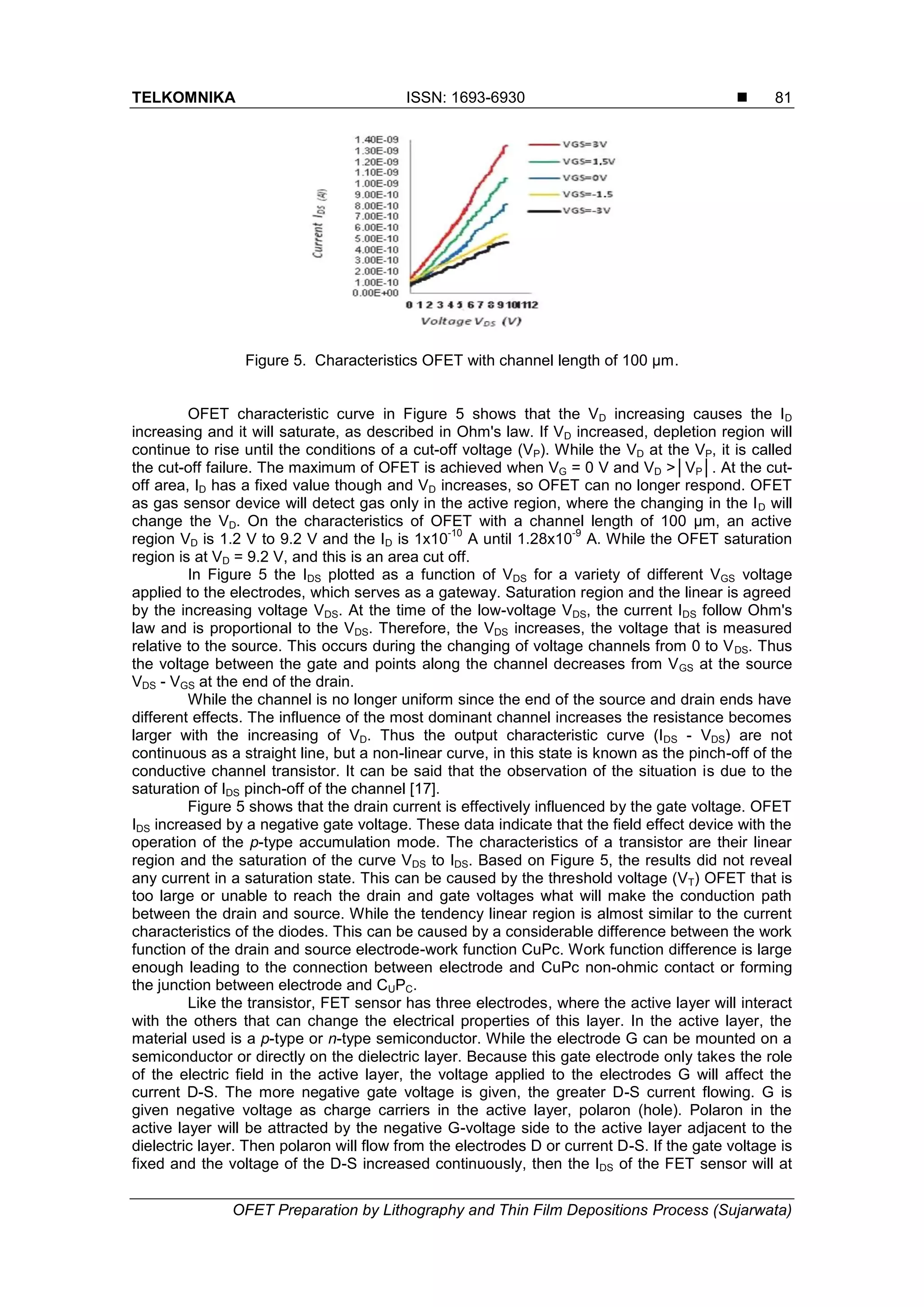 OFET Preparation by Lithography and Thin Film Depositions Process | PDF