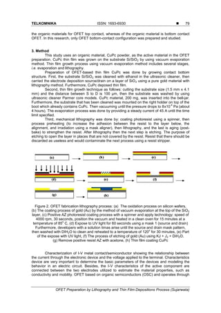 OFET Preparation by Lithography and Thin Film Depositions Process | PDF