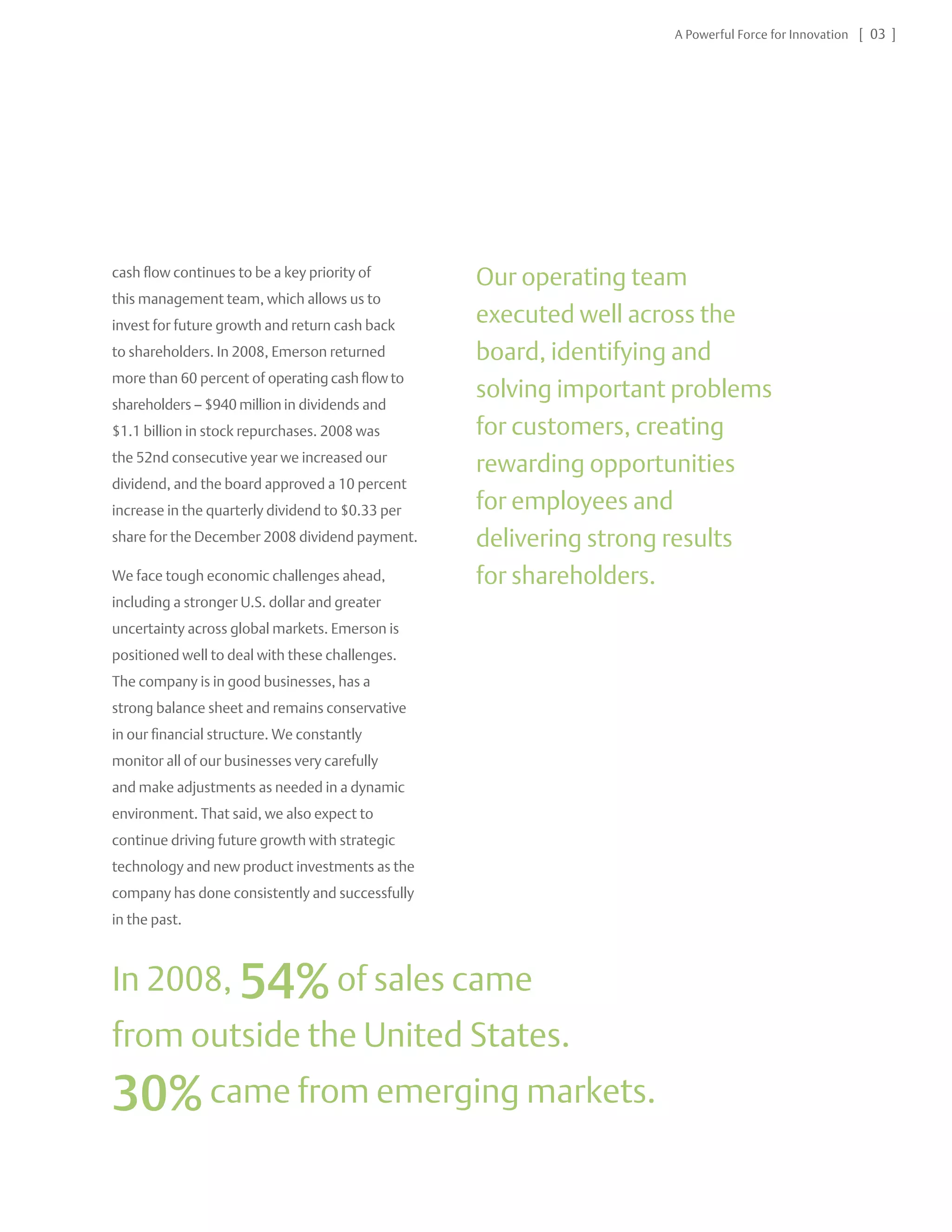 emerson electricl annual reports 2008 | PDF