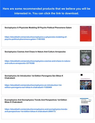 Sociophysics A Physicists Modeling Of Psychopolitical Phenomena Galam | PDF