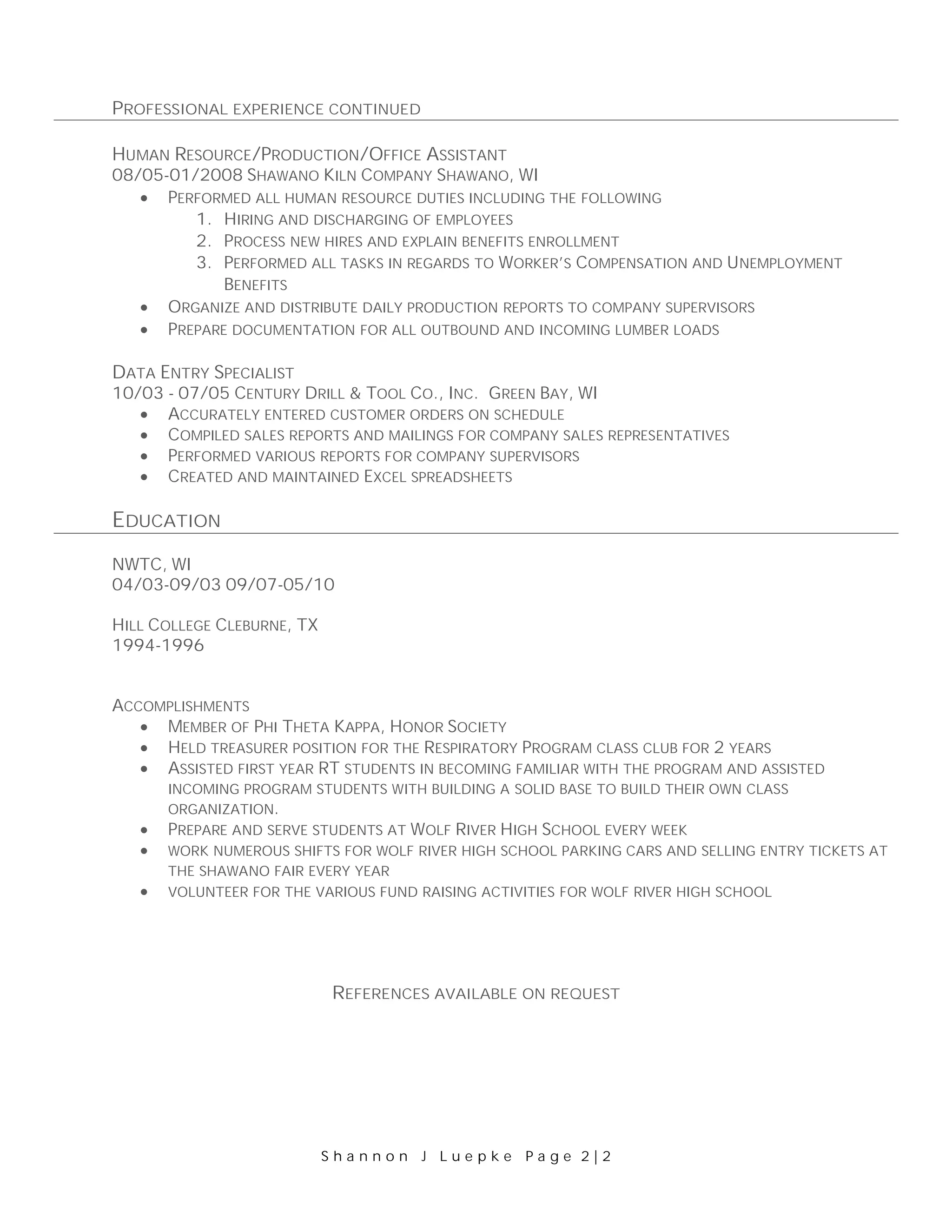 Shannon J Luepke Resume | PDF | Human Resources | Business