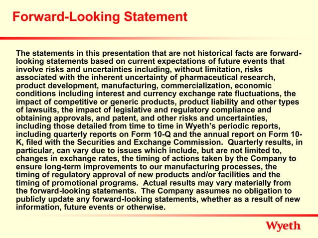 wyeth Merrill Lynch Global Pharmaceutical, Biotechnology and Medical Device Conference ...