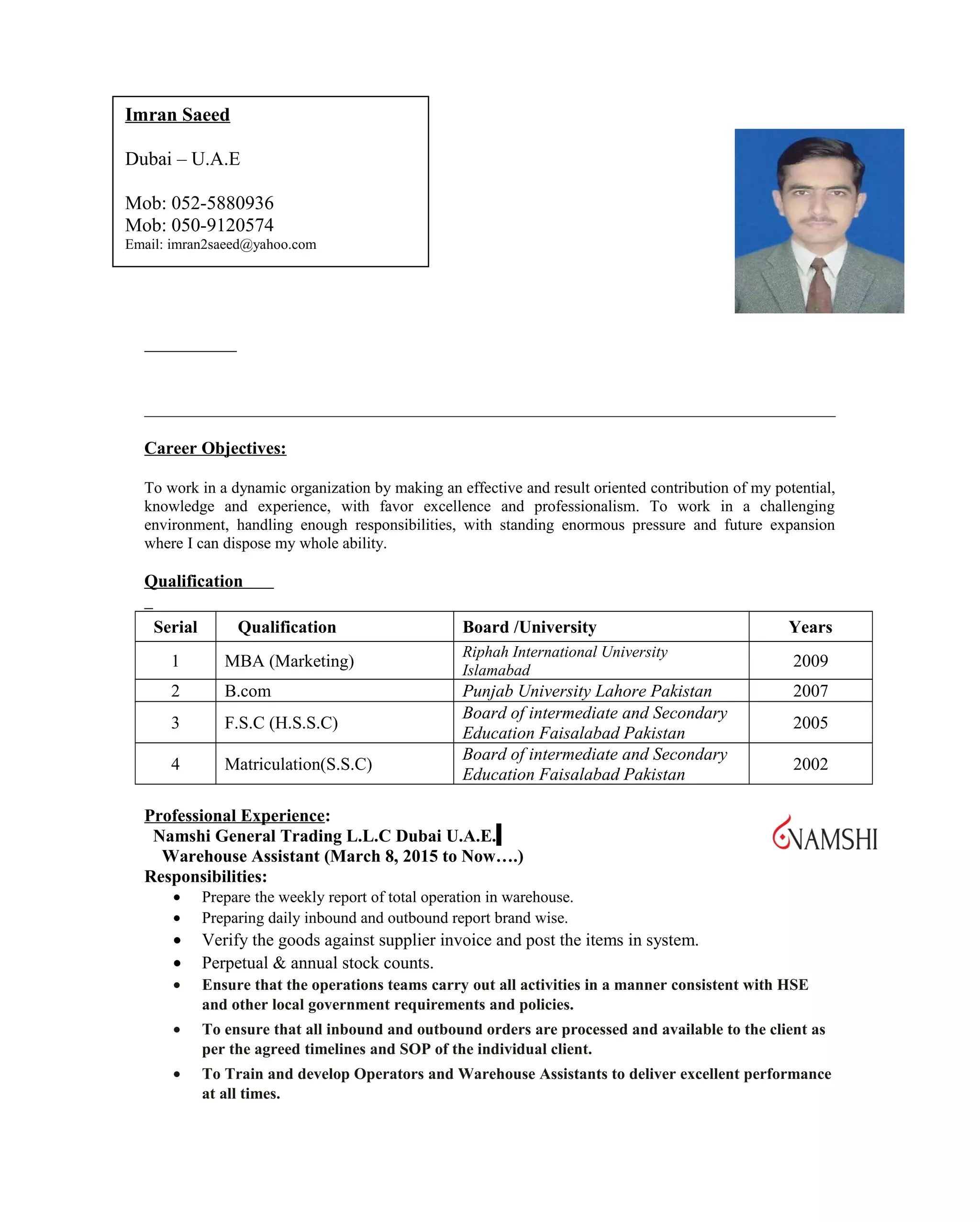 imran saeed cv | DOC