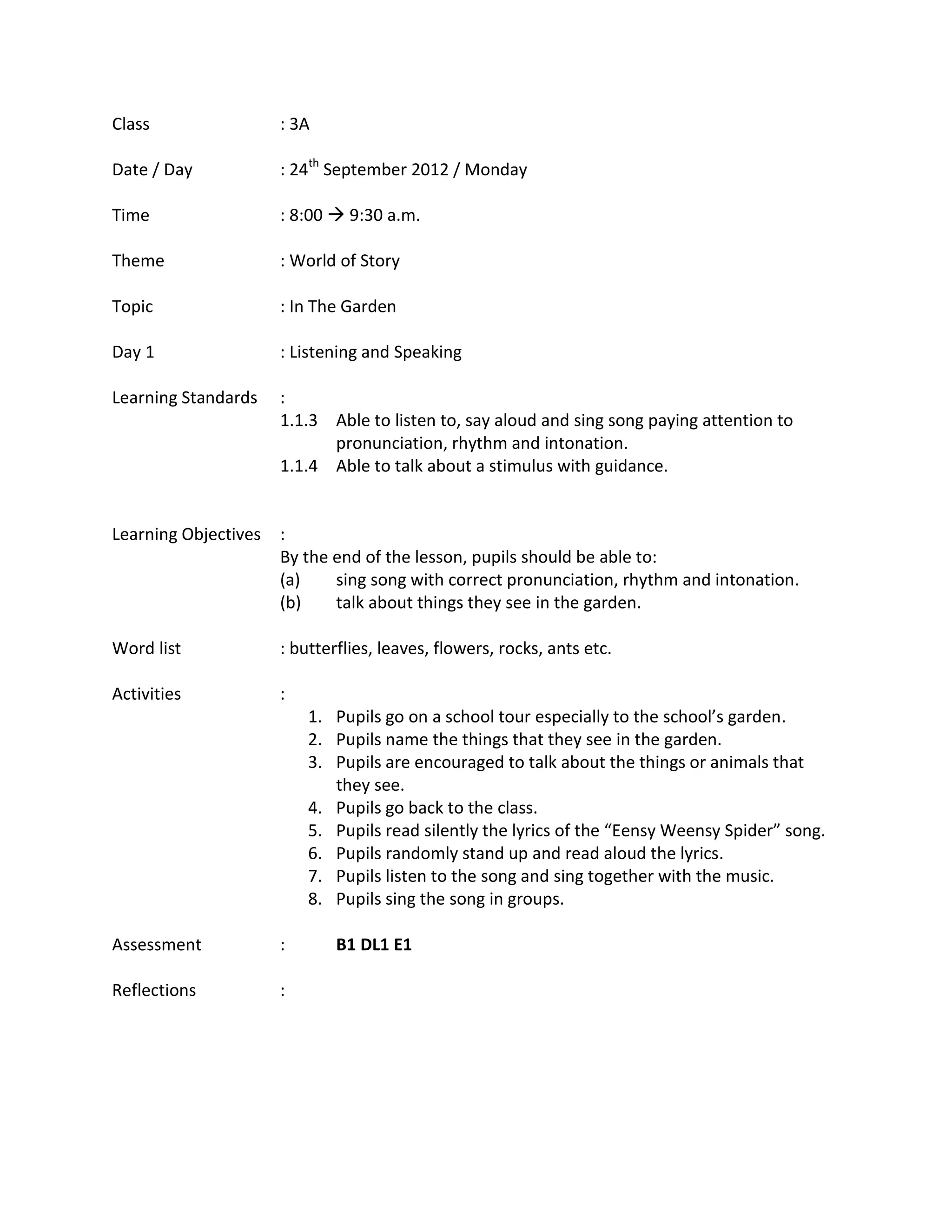 106895157 lesson-plan-kssr-tahun-3-listening-and-speaking | PDF