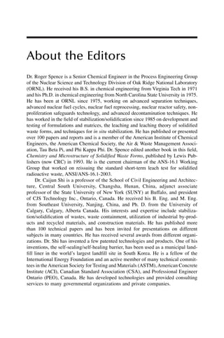 Stabilization And Solidification Of Hazardous Radioactive And Mixed ...
