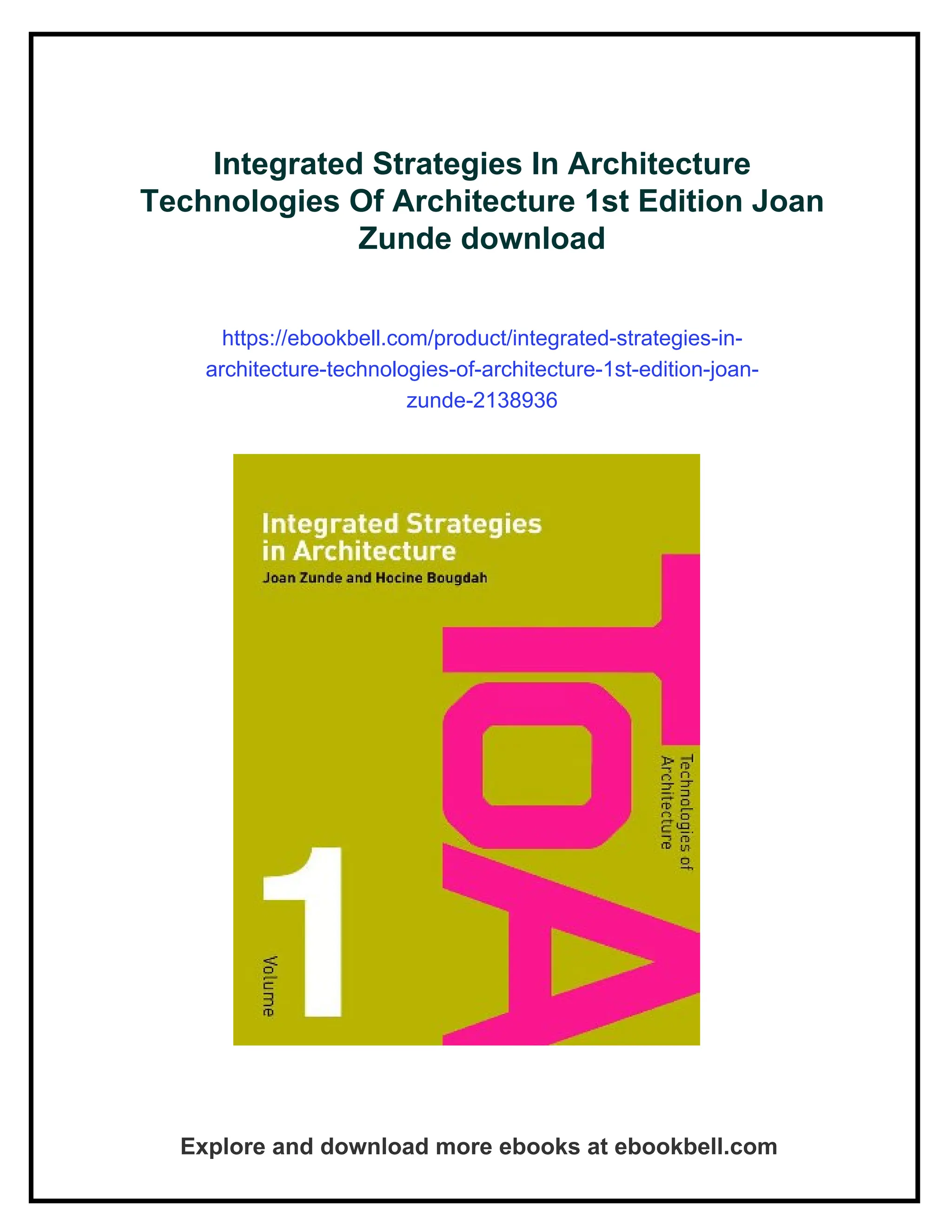 Integrated Strategies In Architecture Technologies Of Architecture 1st ...