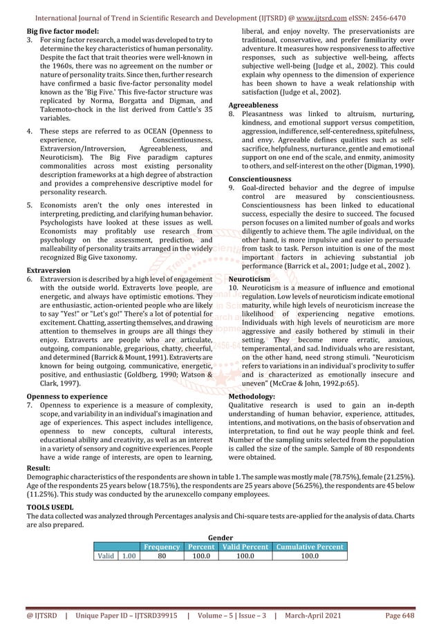 An Empirical Investigation into Employees Personality Characteristics ... An Empirical Investigation into Employees Personality Characteristics ...