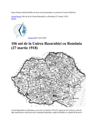 106 ani de la Unirea Basarabiei cu România | DOCX