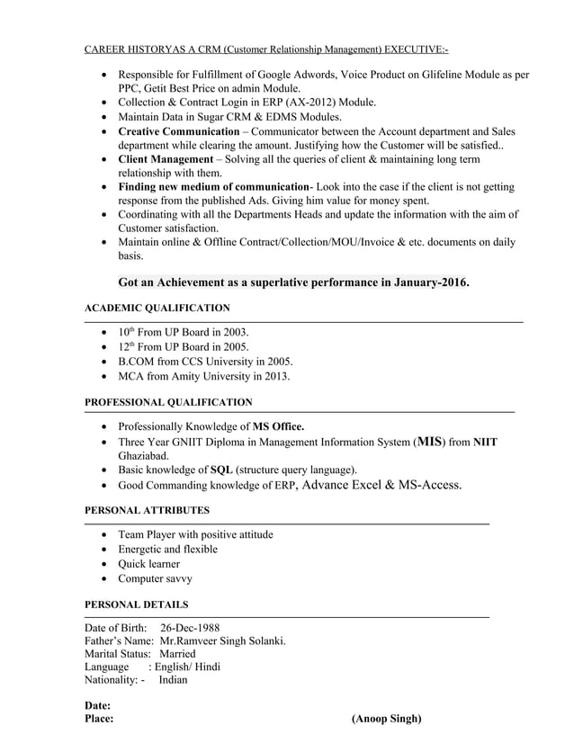Anoop Resume TL-MIS | PDF