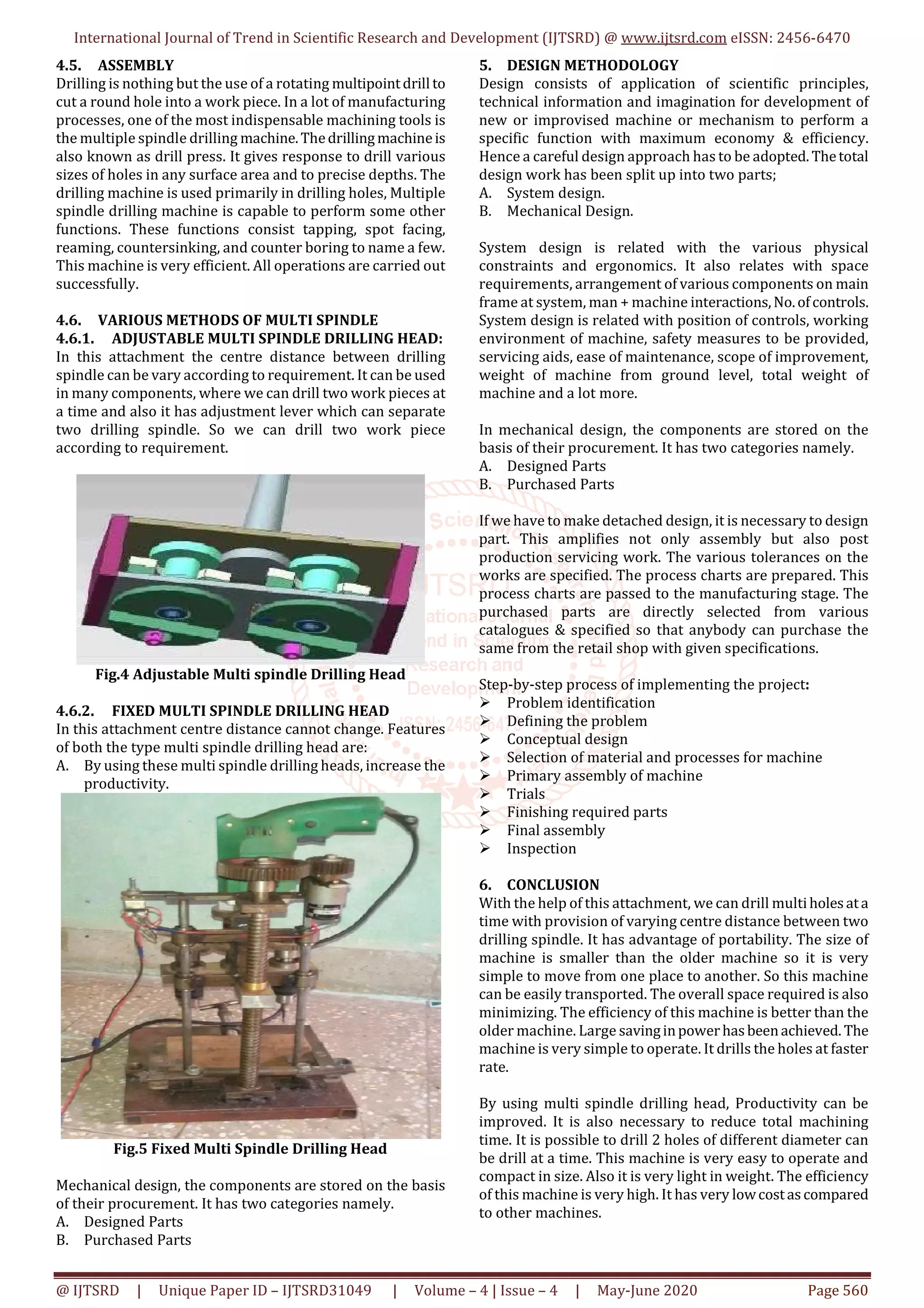 Design and Fabrication Multi Spindle Drilling Machine | PDF