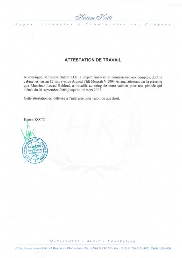 Exemple Attestation De Travail Doc Word Doc Attestation