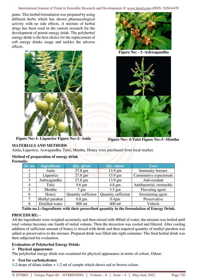 Formulation and Evaluation of Polyherbal Energy Drink | PDF