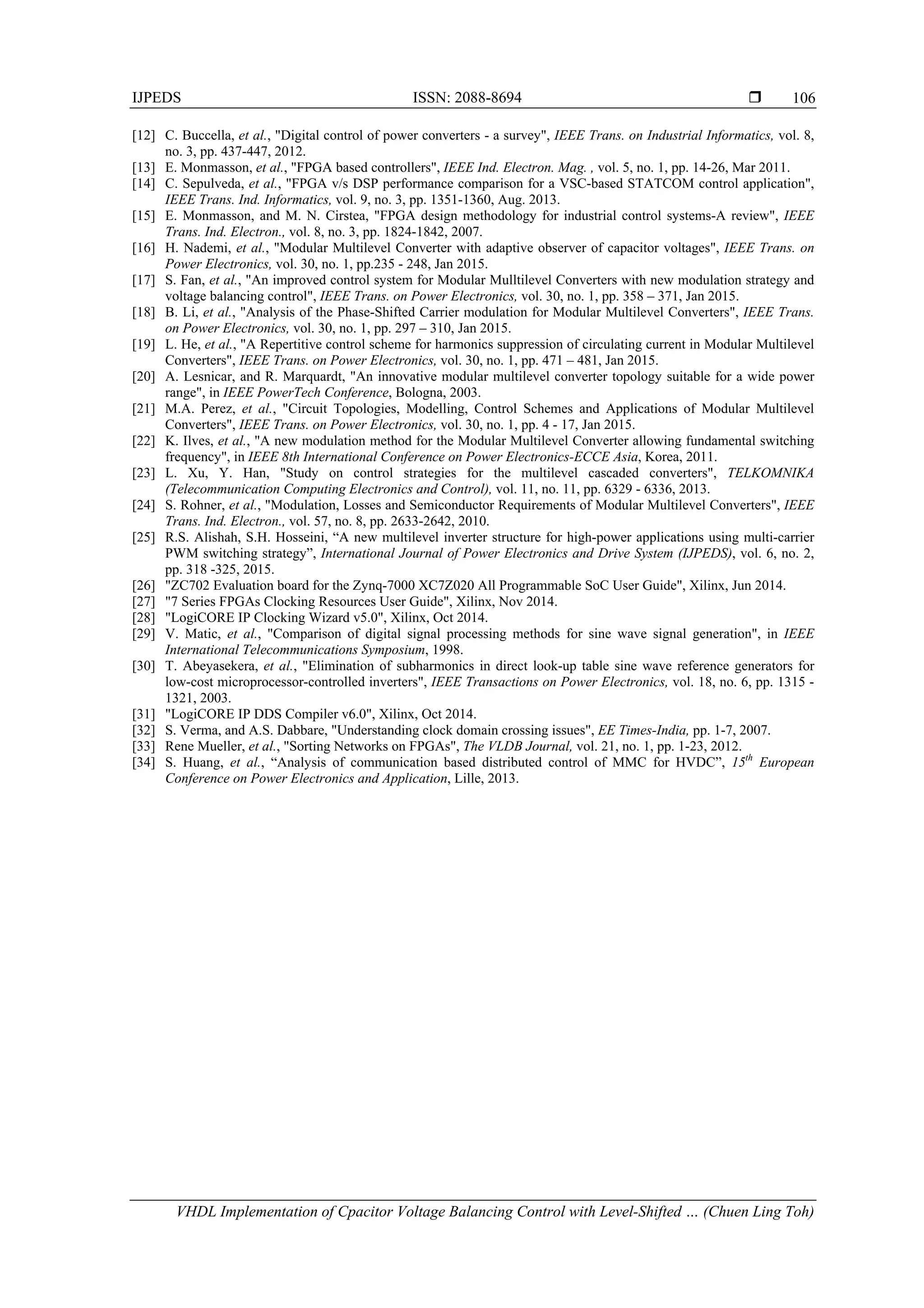 Vhdl Implementation Of Capacitor Voltage Balancing Control With Level