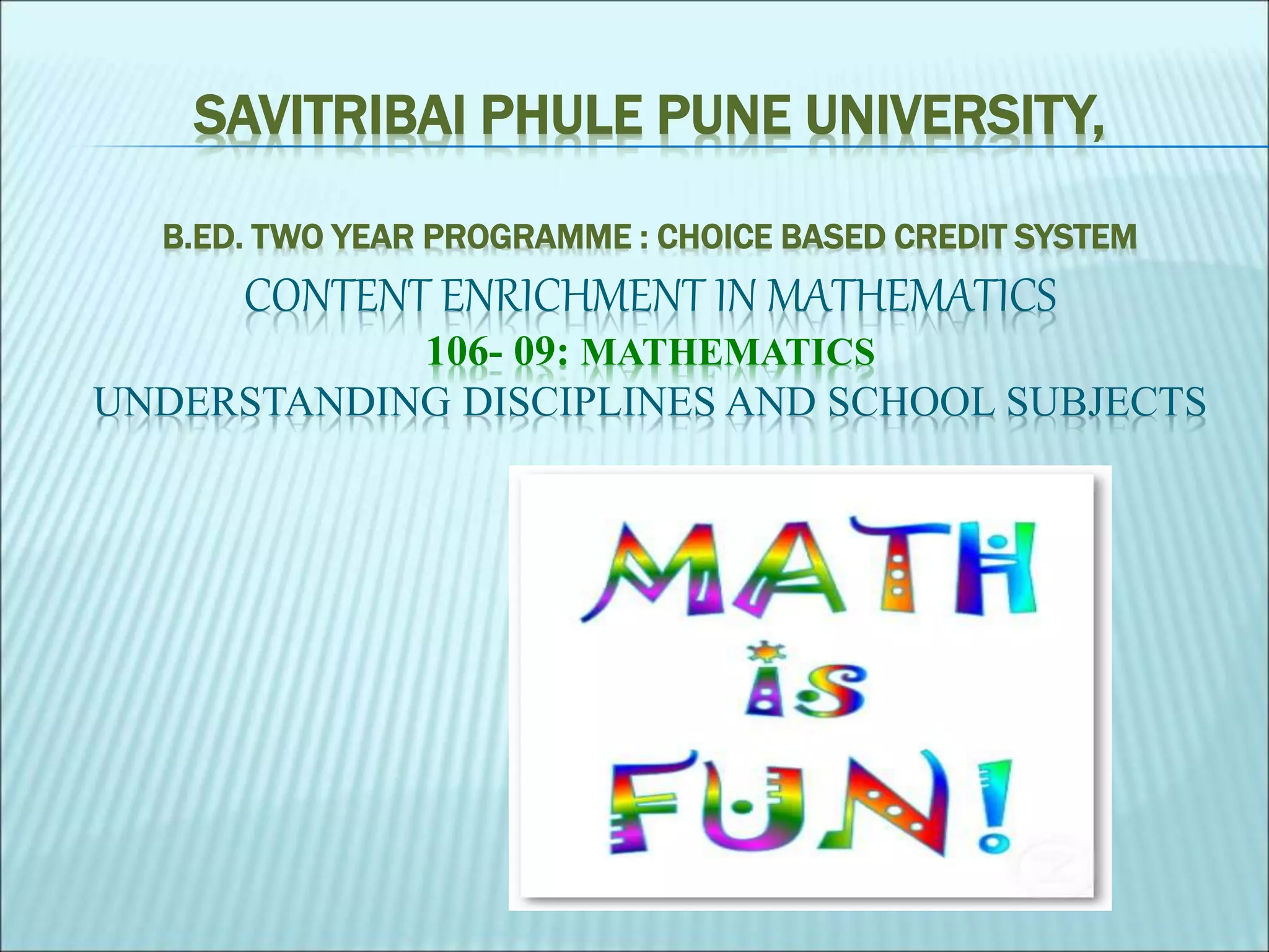 B.Ed.106 Mathematics content.ppt
