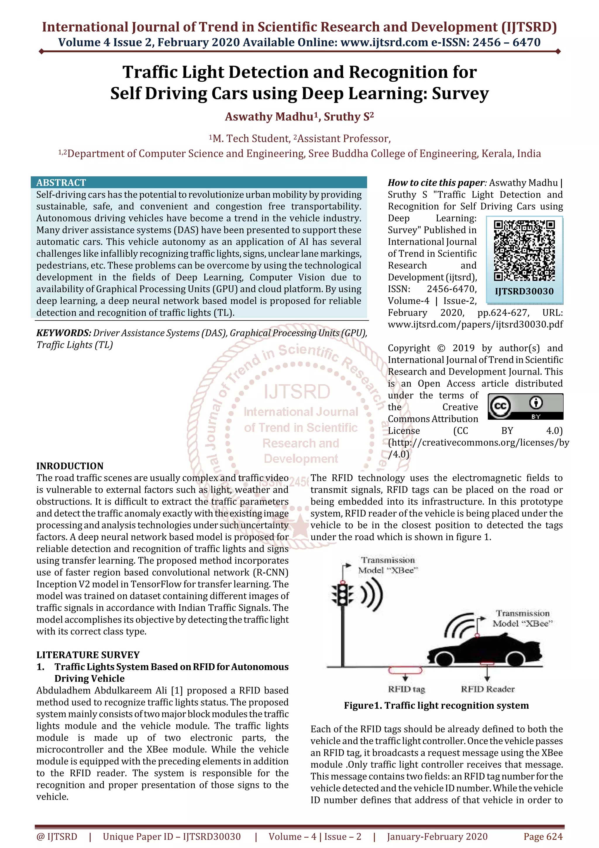 Traffic Light Detection And Recognition For Self Driving Cars Using