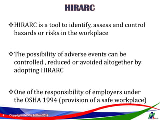 HIRARC notes NIOSH for Occupational Health Doctors | PDF