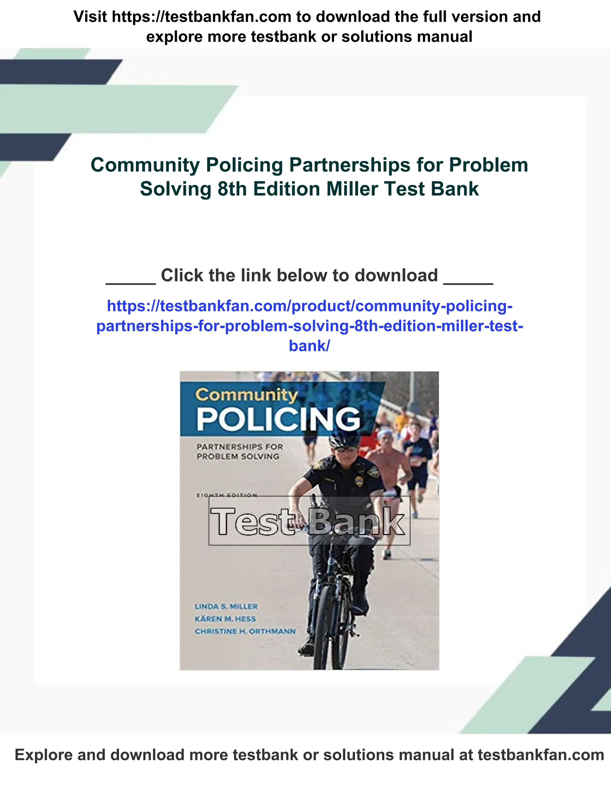 Community Policing Partnerships for Problem Solving 8th Edition Miller ...