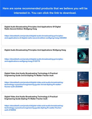 Digital Audio Broadcasting Principles And Applications Of Dab Dab And ...