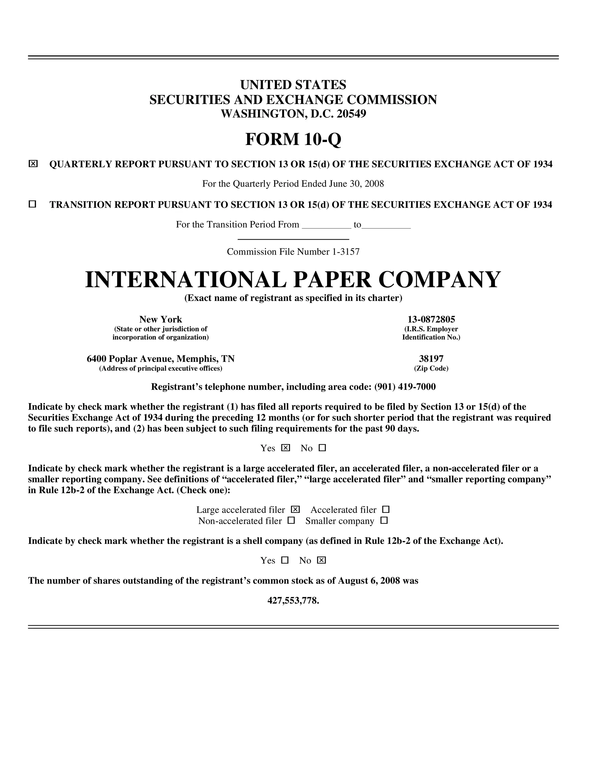 international paper Q2 2008 10-Q | PDF | Stocks and Bonds | Personal ...