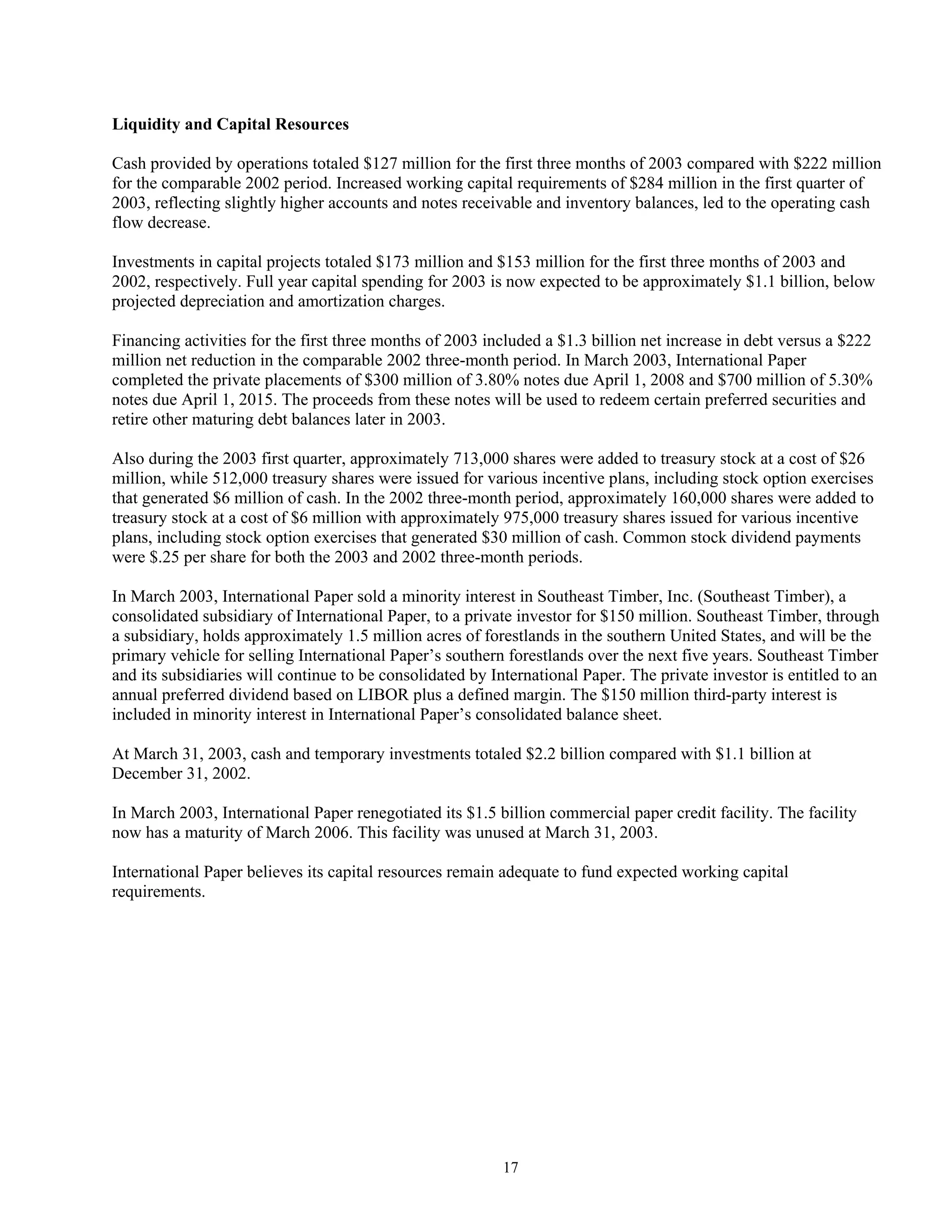 international paper Q1 2003 10-Q | PDF