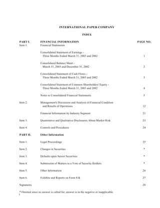 international paper Q1 2003 10-Q | PDF