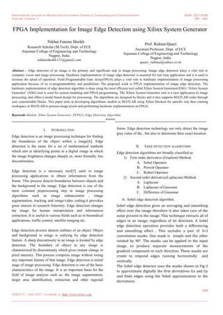 FPGA Implementation for Image Edge Detection using Xilinx System Generator | PDF