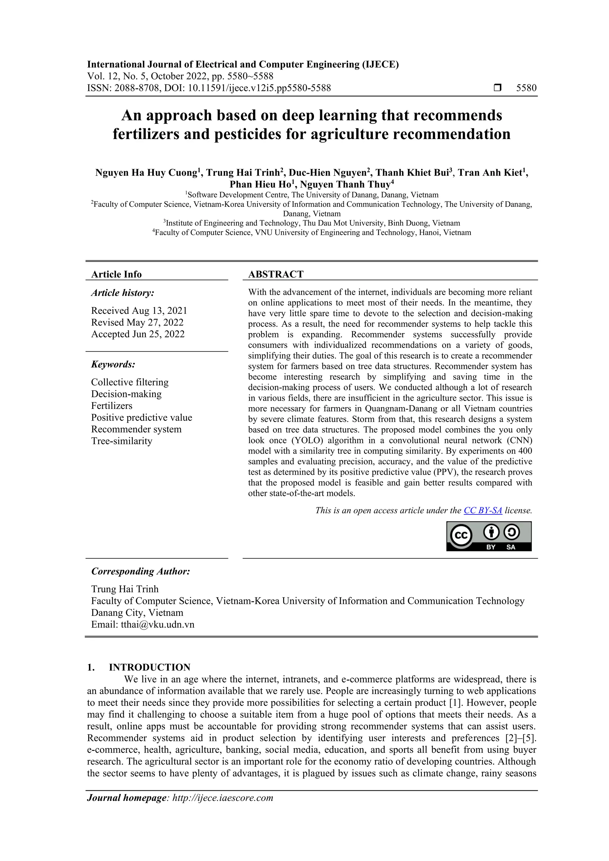 An approach based on deep learning that recommends fertilizers and ...
