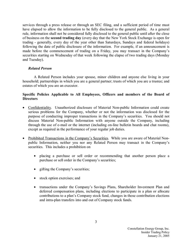 constellation energy Insider Trading Policy | PDF