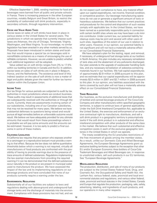 coca cola enterprises annual reports 2006 | PDF | Food & Drink