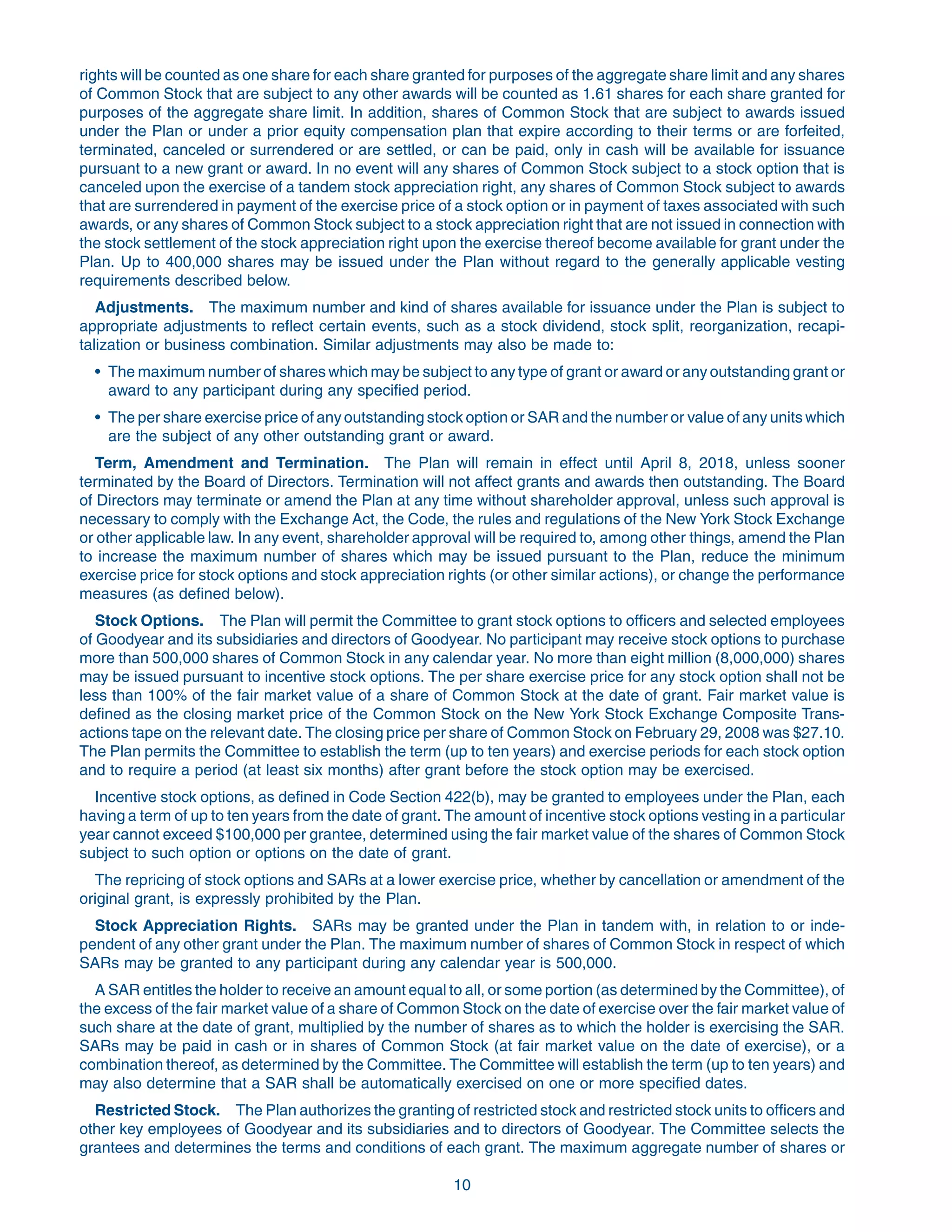 goodyear Proxy Statement 2008 | PDF | Elections | Politics