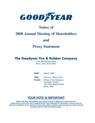 goodyear Proxy Statement 2008 | PDF