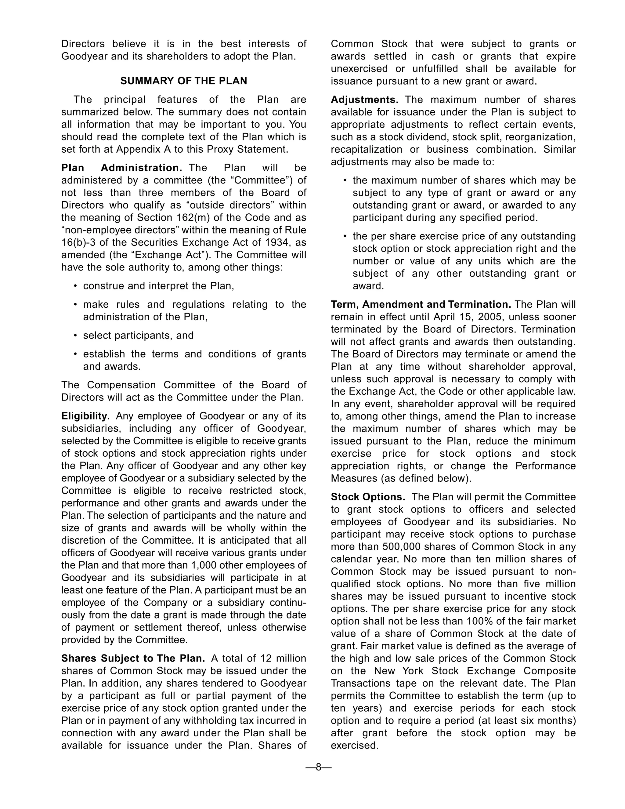 goodyear Proxy Statement 2002 | PDF