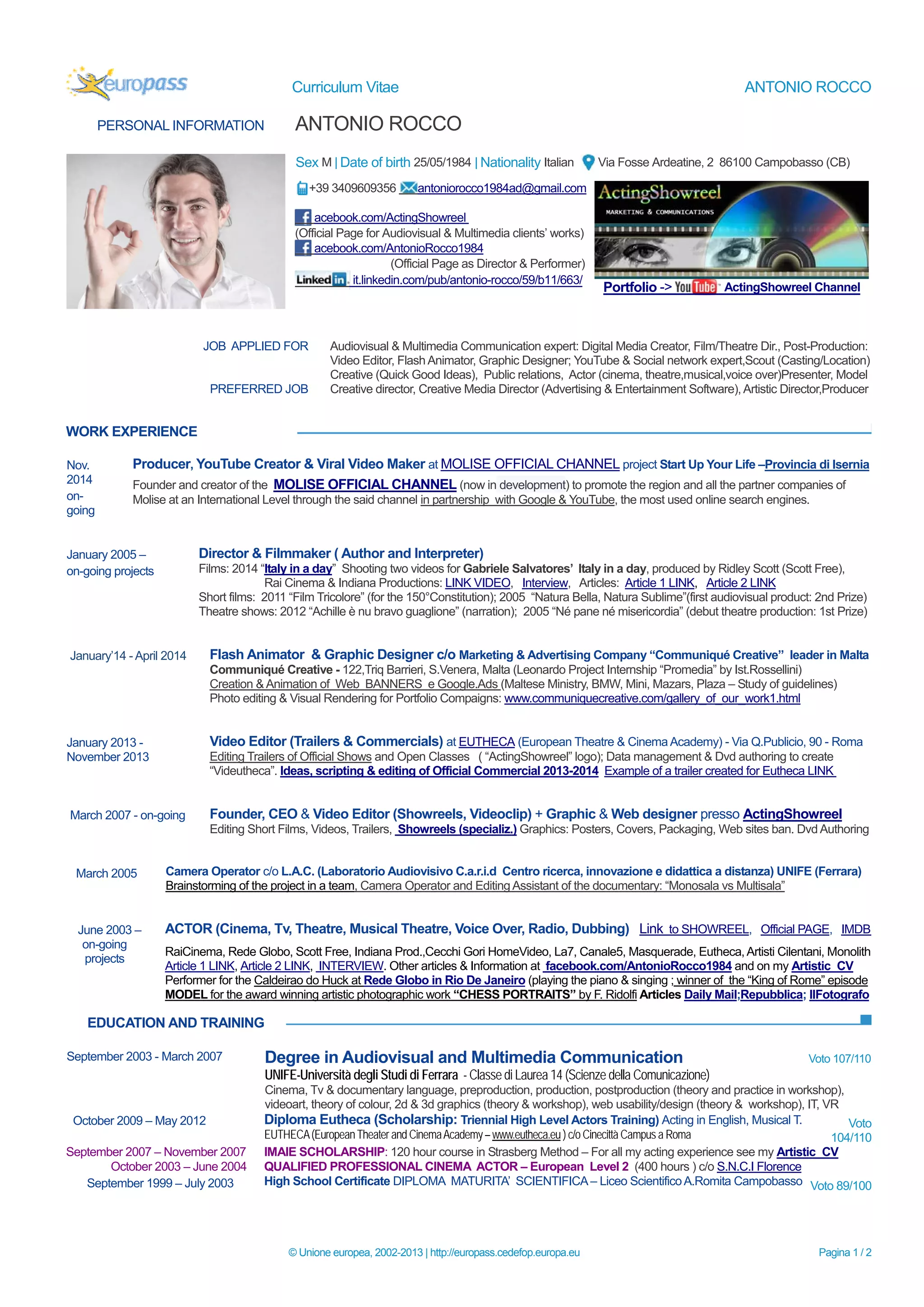 ANTONIO ROCCO CV EU ENGLISH | PDF