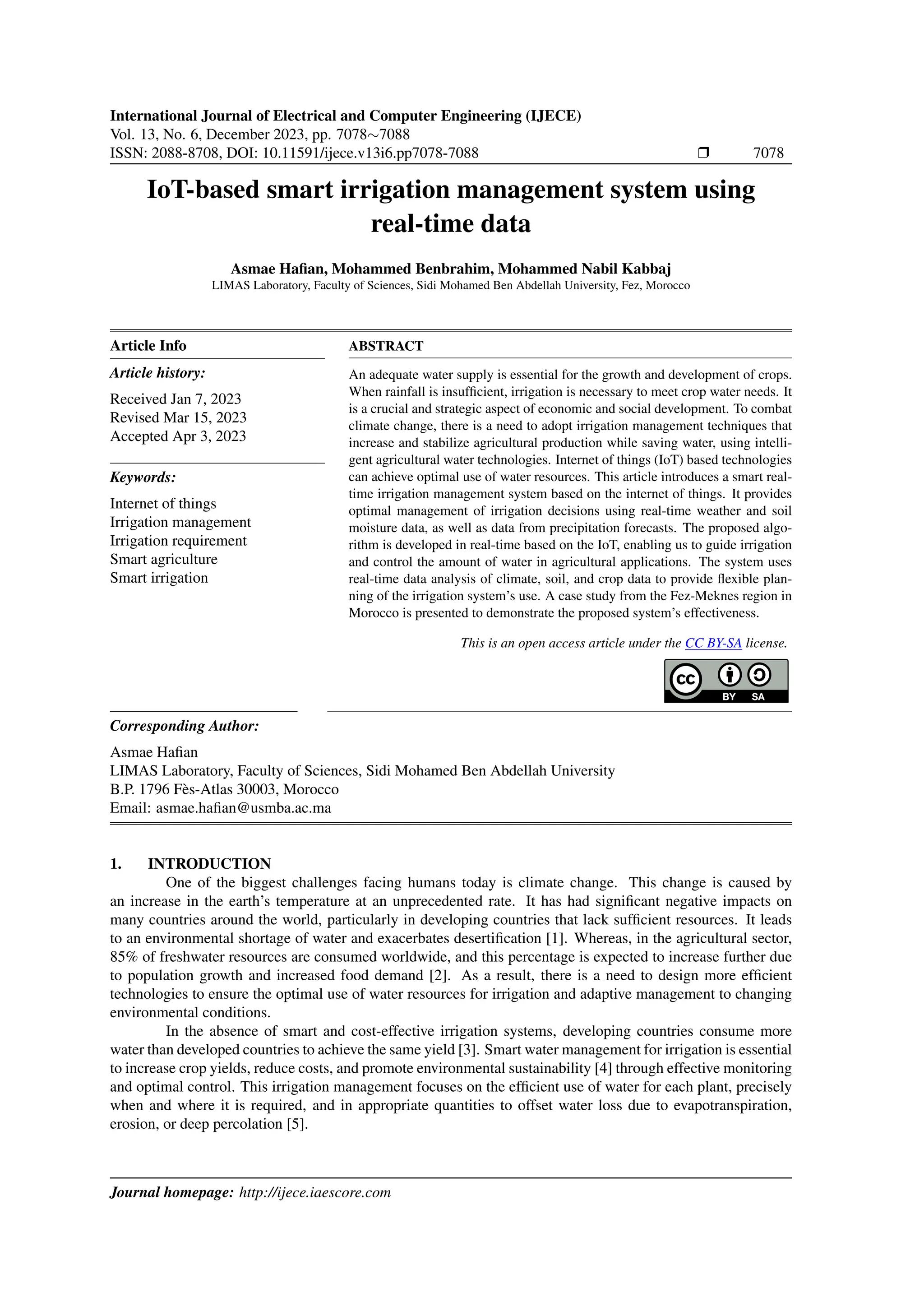 IoT-based smart irrigation management system using real-time data | PDF | Agriculture | Industries
